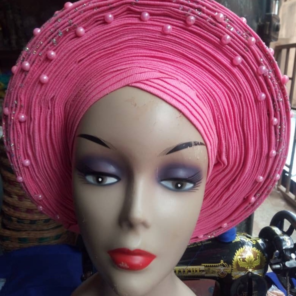 Light Pink Ready Made Gele - Gem